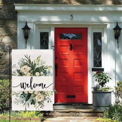 Floral Welcome Garden Flag Double Sided 12x18 Inch
