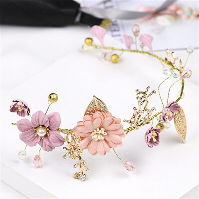 Wedding Headdress Pearl Crystal Headband Bridal Hair Accesso
