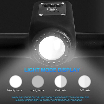 110dB Bicycle Horn Front Light Rechargeable Bike Motorcycle