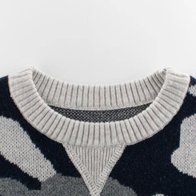 2023 Winter Clothes Boys Sweaters Casual Camouflage Knit Top