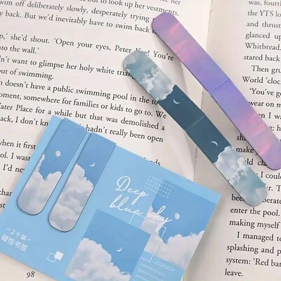 2pcs Forest Landscape Magnetic Bookmark For Pages Books Read