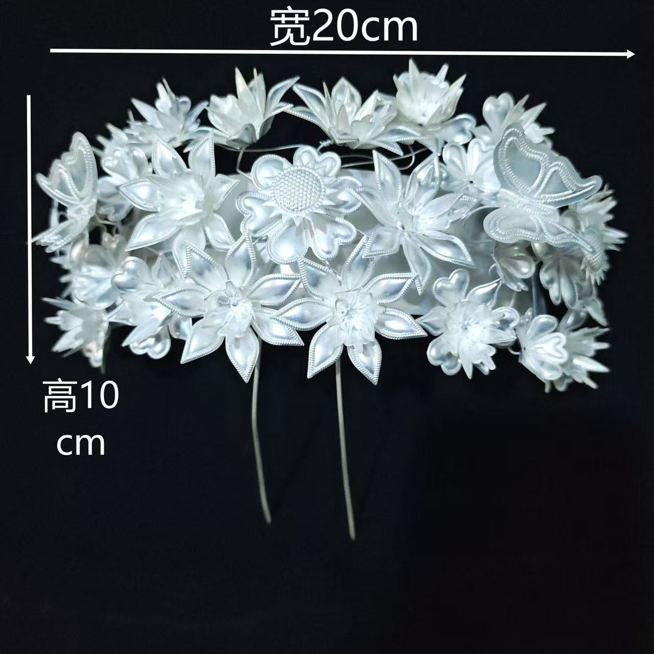 新款铜镀银头饰头钗苗族银饰diy花朵古风特色银色花民族风配件