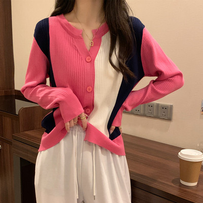 实拍 大码女装2026年新款胖妹妹春装显瘦宽松针织衫开衫韩版上衣