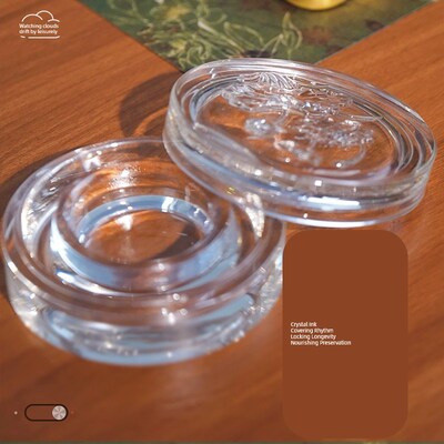 仙剑云书[李颖]透明玻璃火锅砚台荷花浮雕封面滋润书法法画水墨蝴