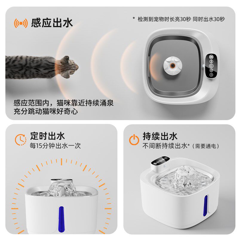 猫咪自动饮水机无线感应宠物专用循环流动喝水碗智能不湿嘴饮水器
