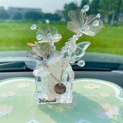 一路生花车载摆饰水晶花朵饰品中控摆台女生车内装饰用品汽车摆件