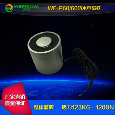 厂家直销吸盘式电磁铁WF-P60/60吸力120kg 1200N灌胶防水直流12V