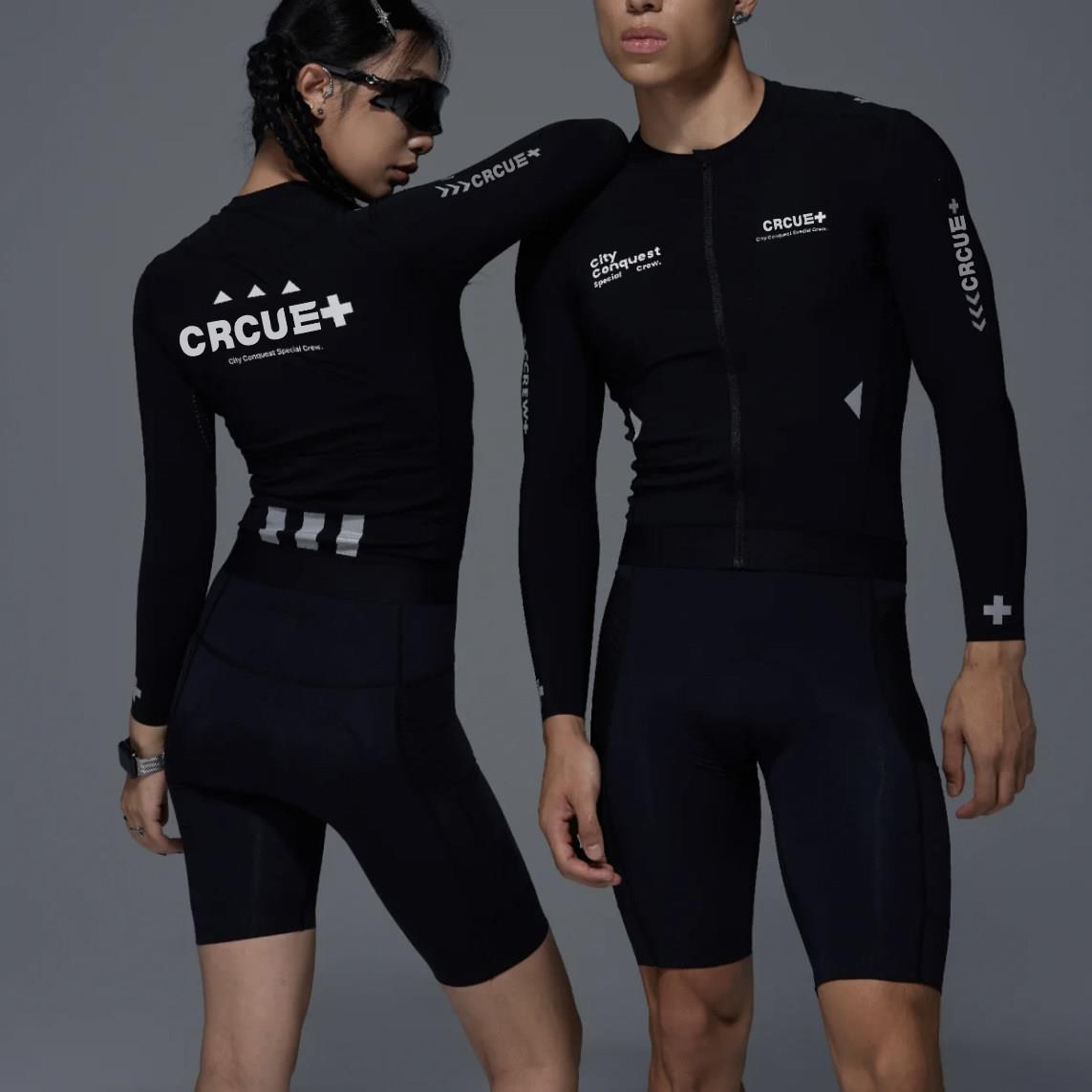 CRCUE+骑行服秋冬季长袖薄款加绒骑行套装公路山地自行车骑行服
