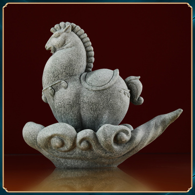 青砂石中式创意神马精品茶宠摆件居家办公室装饰国风天马桌面摆设