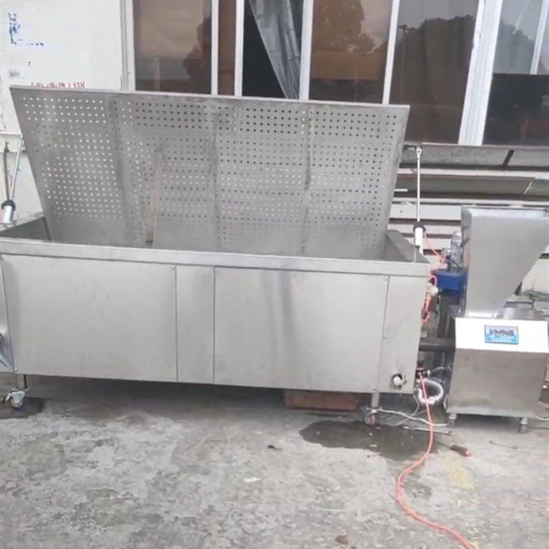 生物质颗粒油炸锅颗粒款自动出料油炸炉食品厂颗粒方形商用油炸机