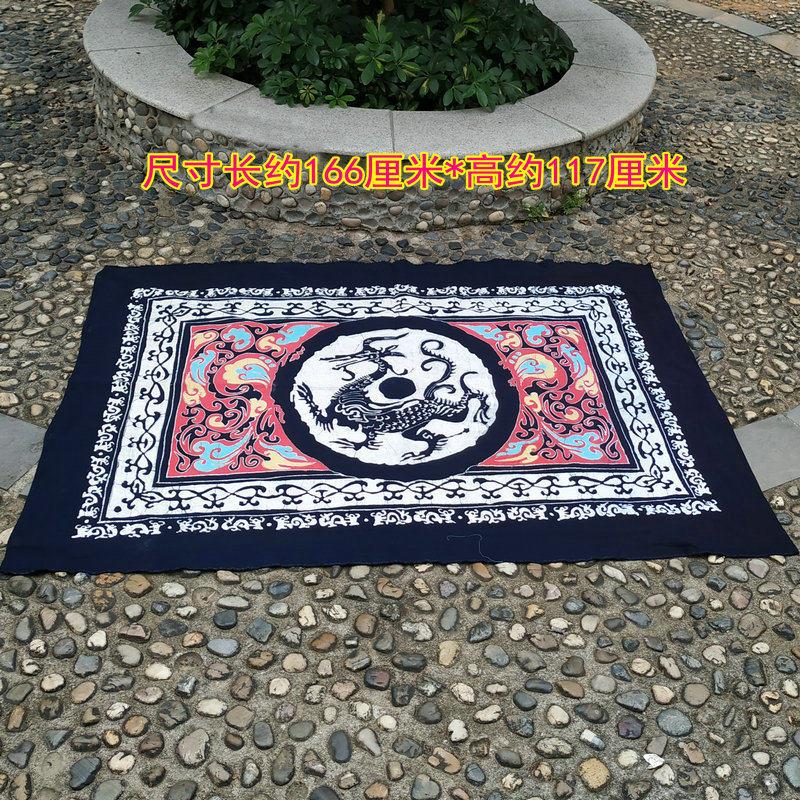 正宗手工土布印染富贵花蓝印花布桌布蜡染面料农家乐茶馆餐桌布料