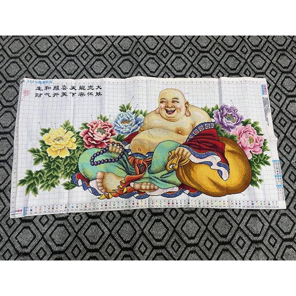 兔妈妈纯手工十字绣成品绣好的弥勒佛笑口常开大肚佛客厅大幅