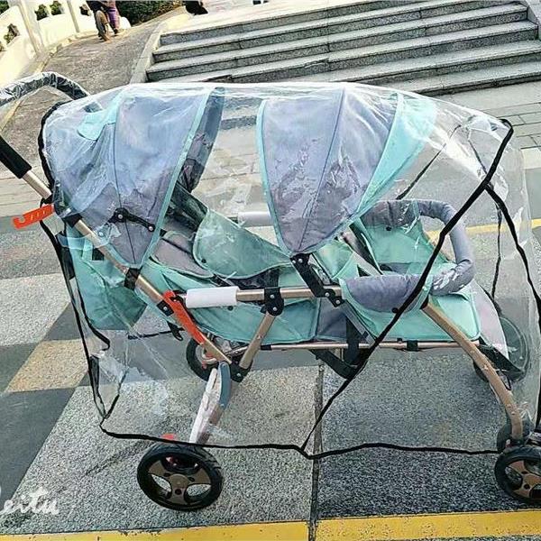 双胞胎婴儿推车雨罩雨衣防风保暖雨衣双人前后座二胎三轮车防雨罩