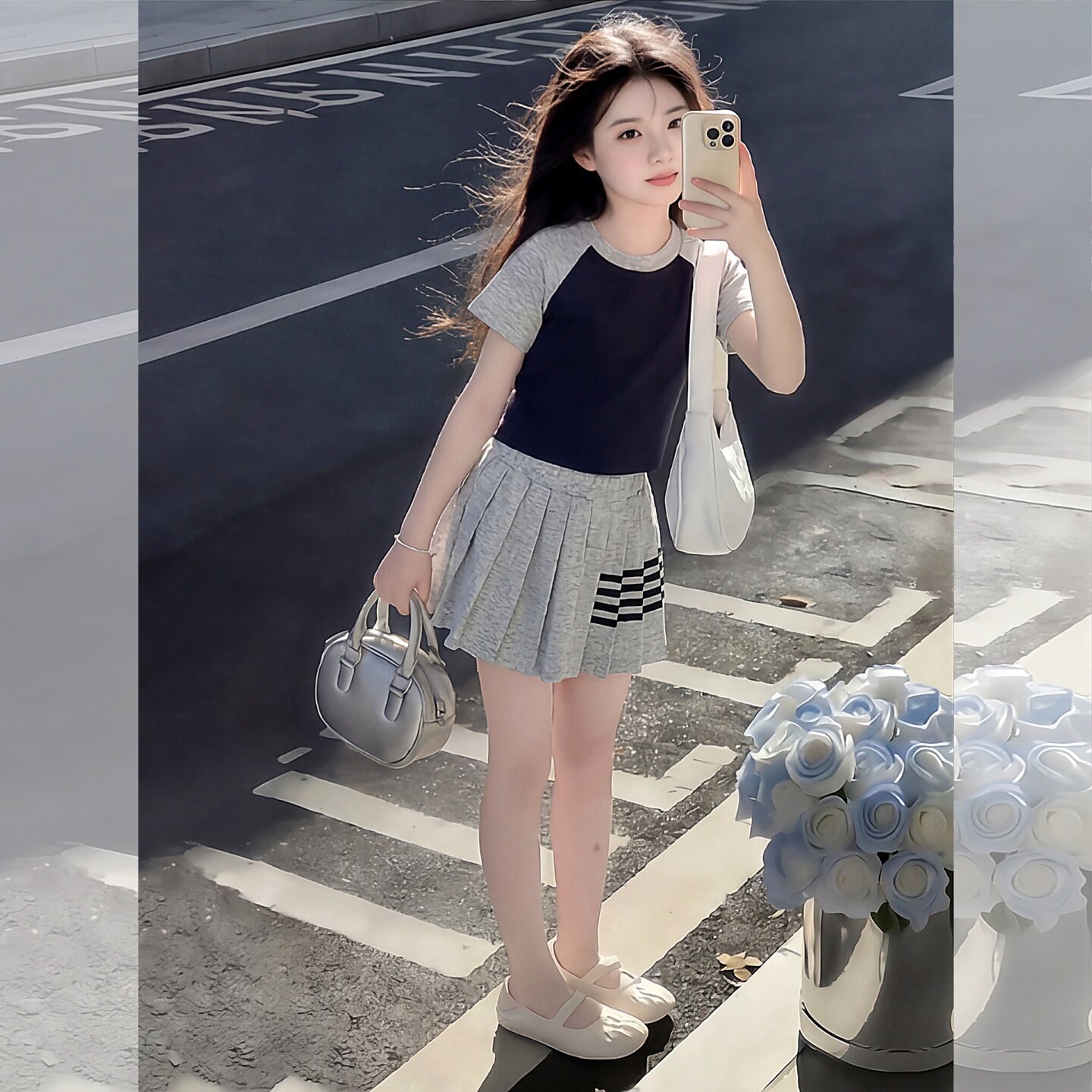 女童套装2026儿童夏季运动两件套中大童休闲短袖百褶裙女孩夏装潮