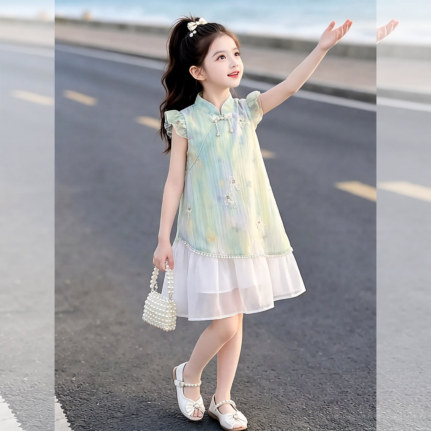 女童裙子2026新款女孩夏季洋气薄款连衣裙儿童大童中式旗袍裙汉服