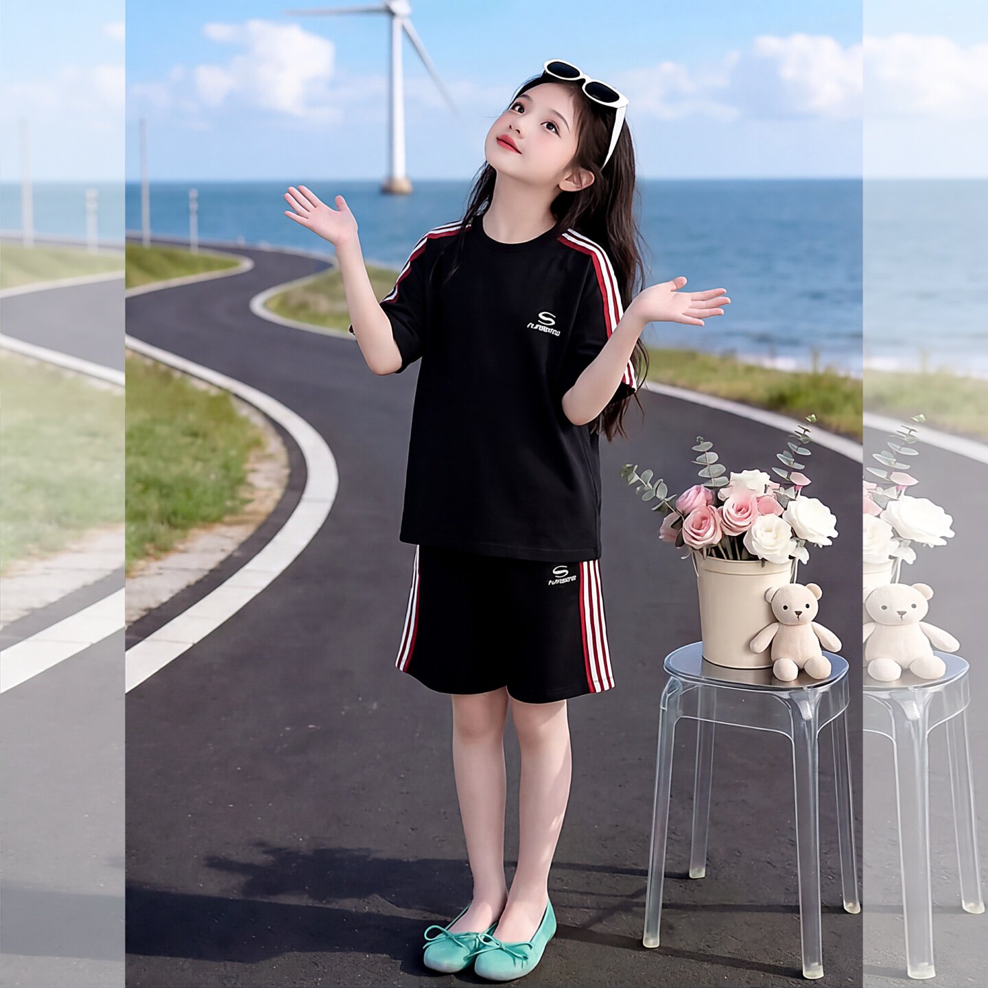 女童运动套装夏装2026新款洋气儿童夏季短袖短裤大童休闲两件套潮