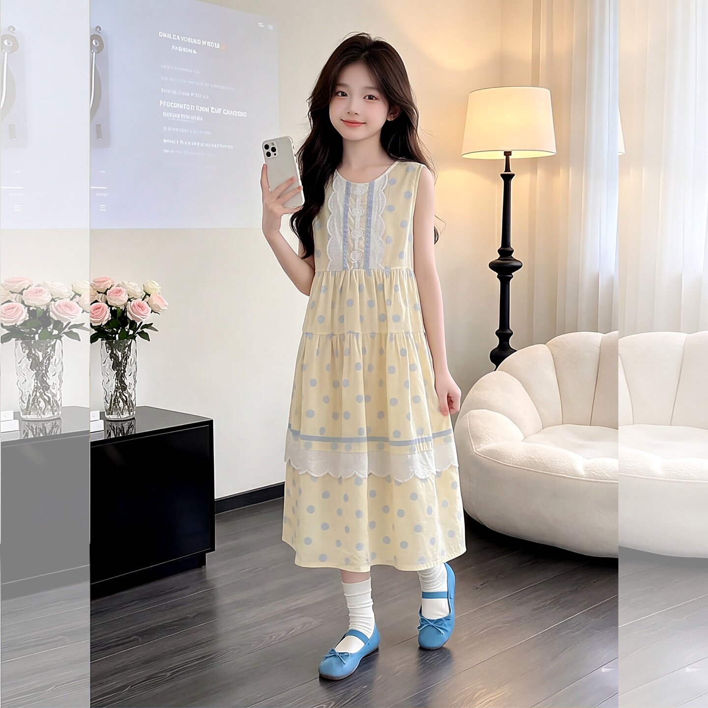 女童夏季波点背心裙儿童连衣裙女大童裙子2026新款童装长裙洋气潮