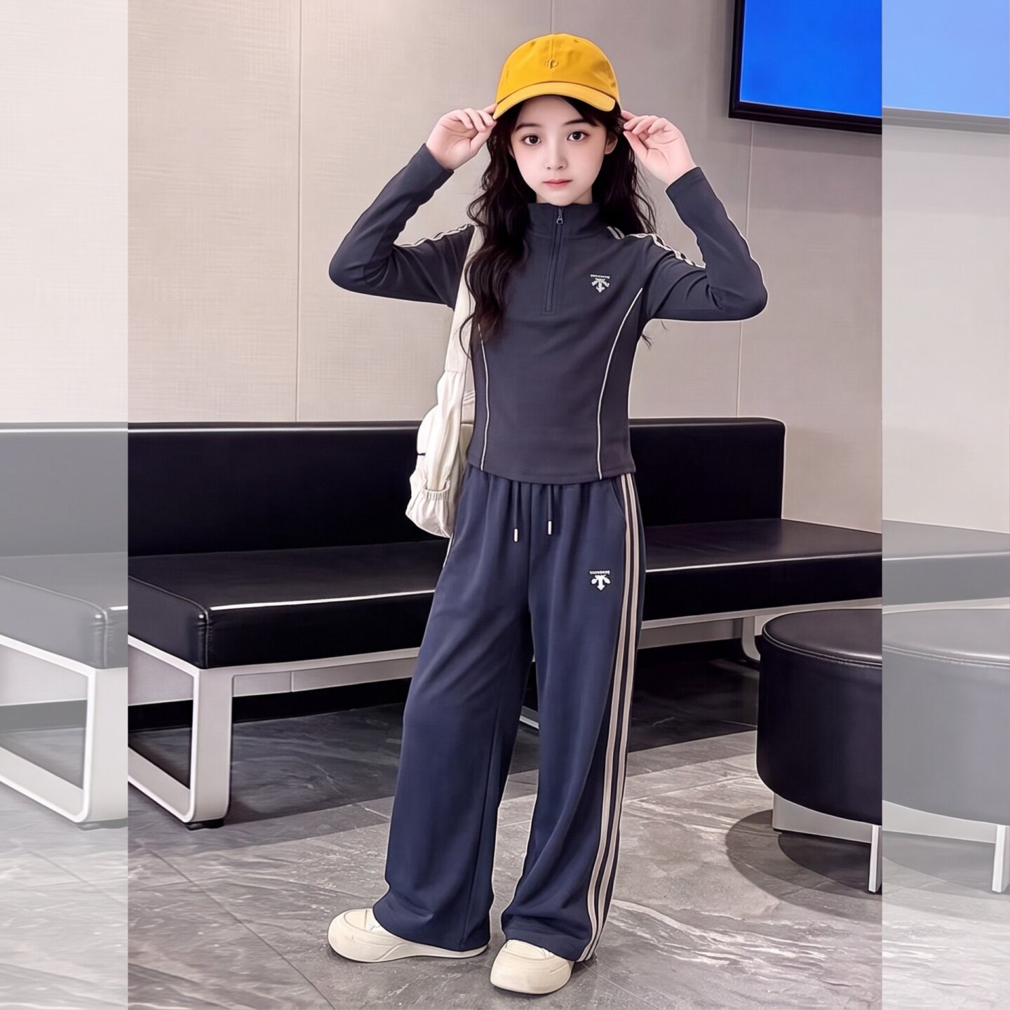 女童秋装套装2026新款儿童洋气条纹运动休闲两件套女孩秋季衣服潮
