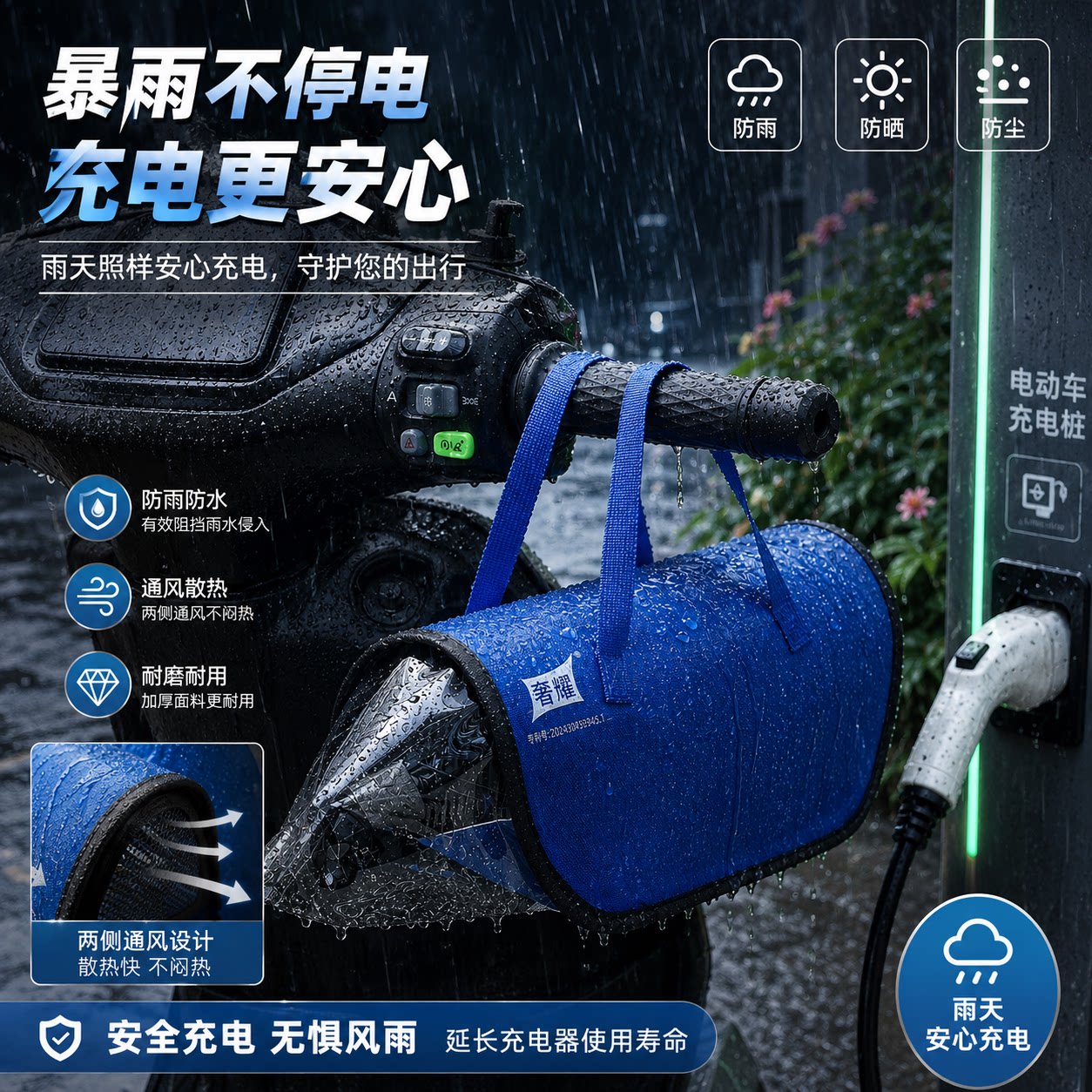 电动车充电防水挂包爱玛喜茶通用防晒遮阳罩户外充电防尘罩收纳包