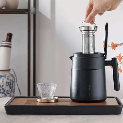 SENSO几简桌面泡茶壶保温杯保温壶内置双层茶滤不锈钢900ml