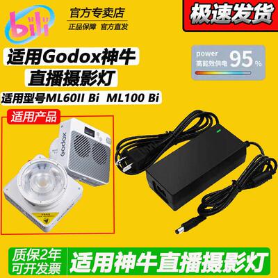 Godox神牛ML100Bi 60双色温摄影补光灯120W/DC20V6A电源适配器线