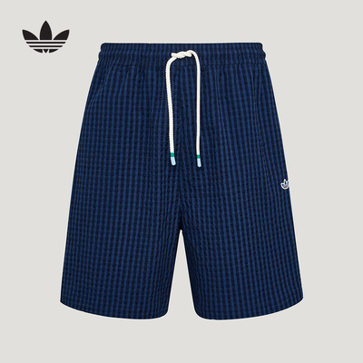 adidas阿迪达斯男南法假日度假风泡泡纱条纹短裤梭织短裤 KX0697