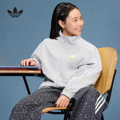 adidas阿迪达斯三叶草休闲高领运动夹克春男大童梭织外套 KW1182