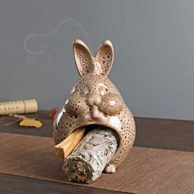 palo santo 北欧风小兔子陶瓷香炉圣木燃烧器圣木支架鼠尾草燃烧