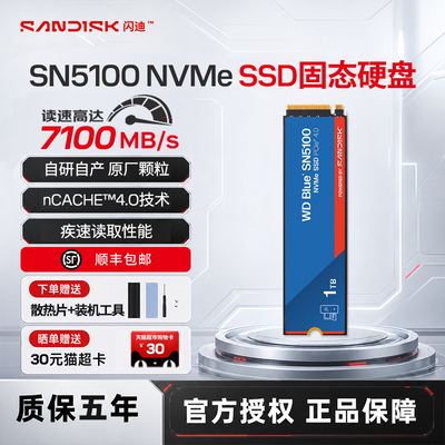 闪迪固态硬盘sn5100m.2接口WD西部数据SN51001T/2T固态硬盘SSD