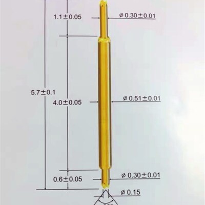 BGA双头针051BB 5.7L高频针镀金探针0.5mm半导体测试针BU/BF四爪