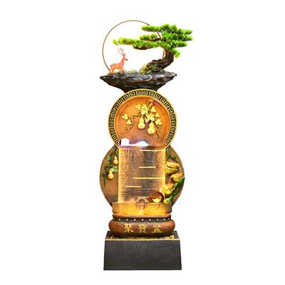 风水假山喷泉轮水摆件循环水H30112招财聚宝落地水幕墙乔盆迁流开