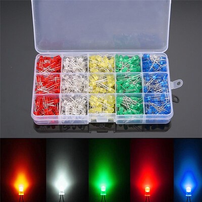 F5 5mm LED发光二极管盒装 发光管 500只 每色100只 5色共500PCS