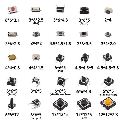 125个25种轻触开关包 小按键开关微动开关包 开关按钮袋装 125PCS