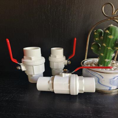 PVC钢柄球阀 水箱鱼缸50水管接头加厚易拧阀门开 关给水管接头配