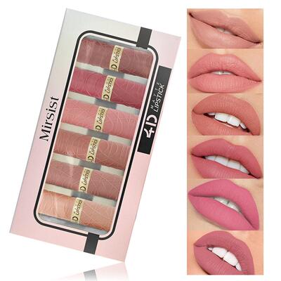 6Pcs Matte Lipstick Set 持久摩登棕红雾面口红套装