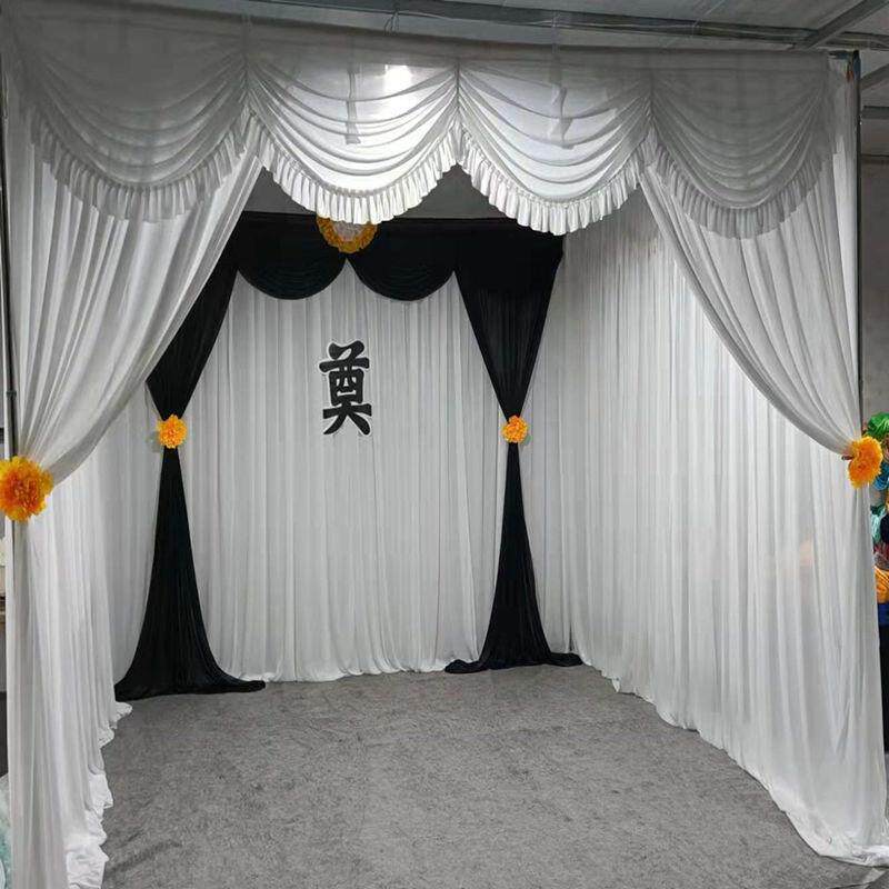 灵堂布置全套背景布丧葬幕布白事灵棚装饰布幔孝堂黑白帷幔葬礼布