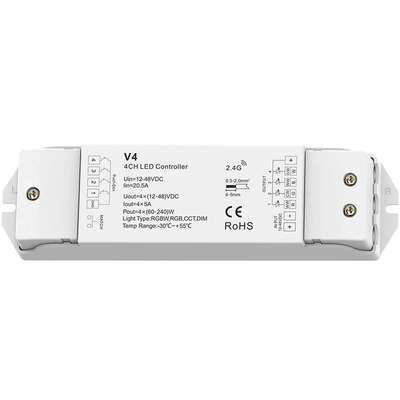 V4-L 12-48VDC10动态模式开关渐变 RGBW/RGB/CCT/DIM四通道控制器