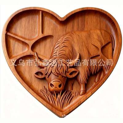 跨境创新Highland Cow Wooden Charcuterie Board高地牛熟食托盘