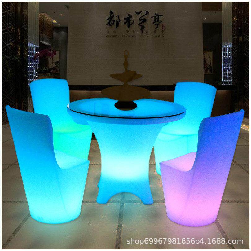 户外发光塑料桌椅组合休闲娱乐阳台餐厅酒店露台酒吧成套发光家具