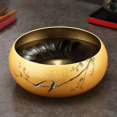 金芝达 铜茶洗大号笔洗水盂家用铜制茶具配件洗茶杯盆洗茶碗高档