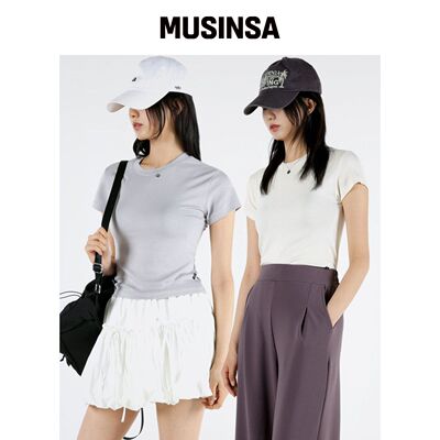 UMM 女款日常罗纹氨纶短款纯色T恤 3色韩国官网直邮进口MUSINSA
