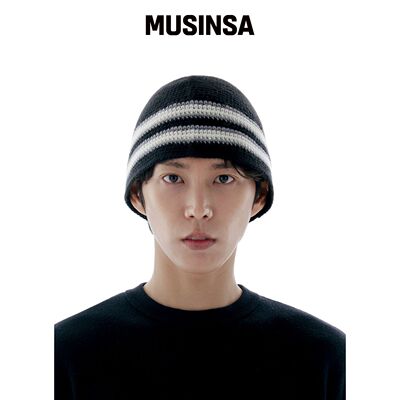 LUOESPAC 条纹羊毛针织帽（黑色） MUSINSA韩国官网直邮进口