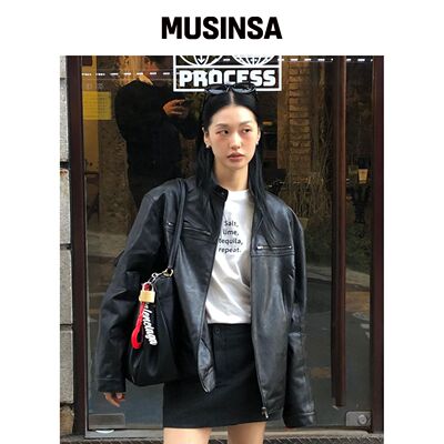 ORDES 皮革拉链夹克 - 黑色 MUSINSA韩国直邮官方正品