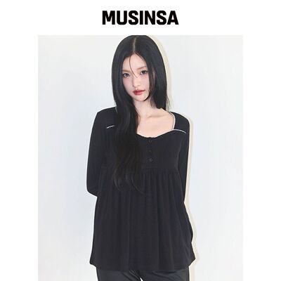 ILLIGO 蓬松褶皱长袖黑色上衣 秋款女装MUSINSA韩国官网直邮进口