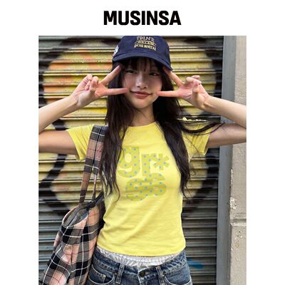 GRAVER GRAE-S DOT 修身短袖T恤_黄色 MUSINSA韩国直邮官方正品