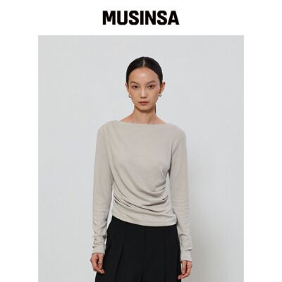 NOTIA UNBALANCE DRAPE T恤 - 米色 MUSINSA韩国直邮官方正品