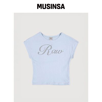 RAWMANTICS 水晶LOGO短款T恤天蓝色韩国官网直邮进口MUSINSA