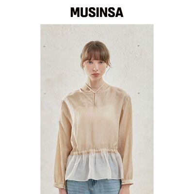 BRILLEMONTHS 绑带褶皱层叠blouse [婴儿色]韩国官网直邮进口