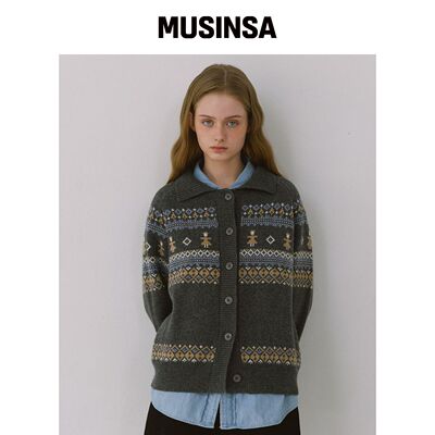 YUPPE THING JACQUARD 开衫_灰色韩国官网直邮进口MUSINSA