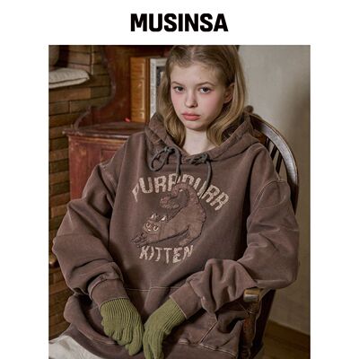 CPGN STUDIO KITTEN 拼色连帽卫衣 棕色 MUSINSA韩国官网直邮进口